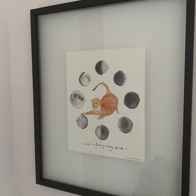 Moon Cat Signed Print by Zeppelinmoon - Etsy