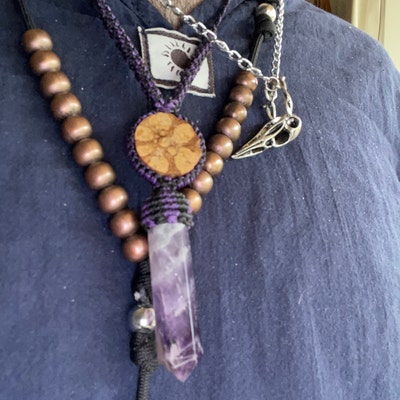 Moon Drop Crescent Wire Wrap Amulets Copper, Rainbow Rose Quartz, Grey ...