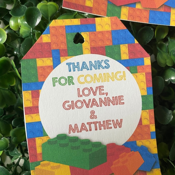 Editable Building Blocks Favor Tags, Printable Building Bricks Thank ...
