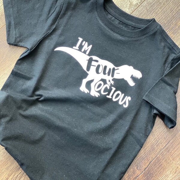 Dinosaur SVG | Four-ocious Svg | 4th Birthday Shirt Svg | Dinosaur ...