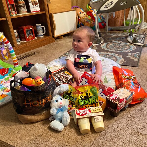 Personalized Camo Easter Basket, Embroidered Name Tote, Handmade Kids ...