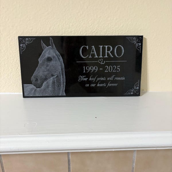 Customizable Granite Pony Horse Memorial: Engraved Headstone W/ Photo ...