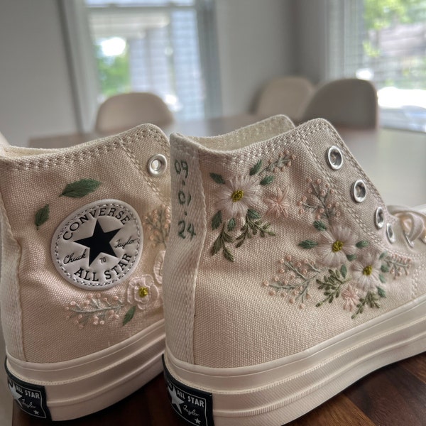 Embroidery Converse/custom Wedding Shoes/converse Embroidery/birthday ...