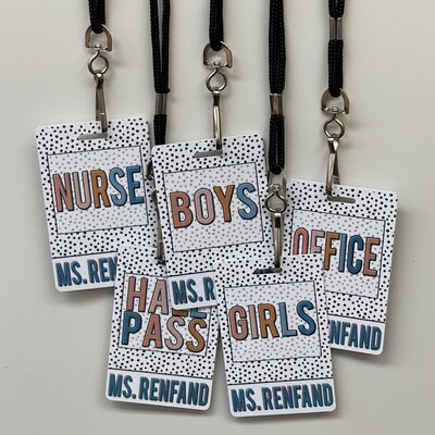 Boho Vibes Theme Classroom Hall Passes for Teachers, Personalized, Set ...