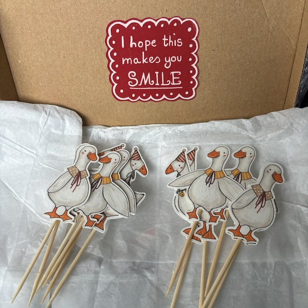 Set of 6 Goose Cupcake Toppers, Goose Themed Party, Birthday Topper ...
