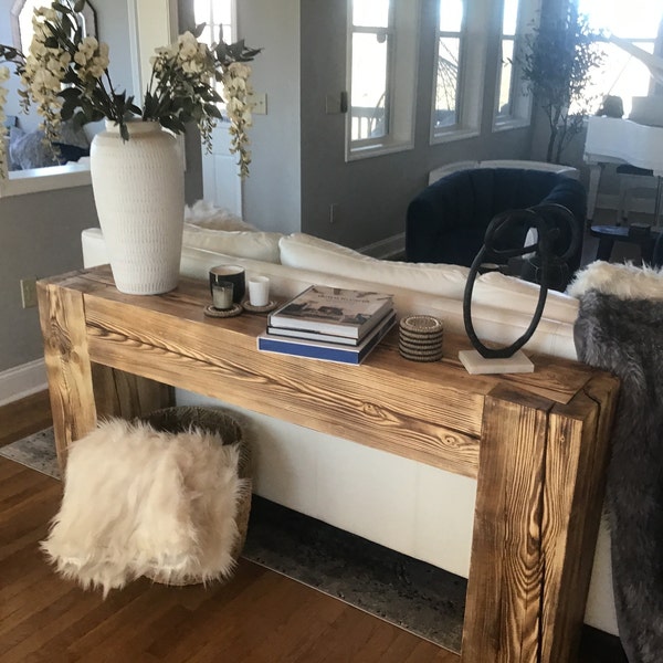 Console Table Made of Old Solid Wood Beams Joined in Dovetail. Rustic ...