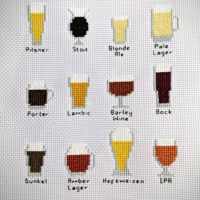 Tiny Cocktails Cross Stitch Pattern, Mini Drinks, Mimosa, Margarita ...
