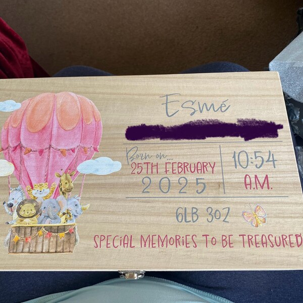 Personalised Wooden Baby Memory Box: Keepsake Gift for Newborn Girl ...