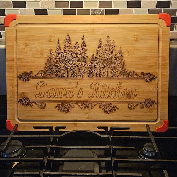 Laser Engrave File Pine Monogram SVG, Lightburn Glowforge Wood Burn ...