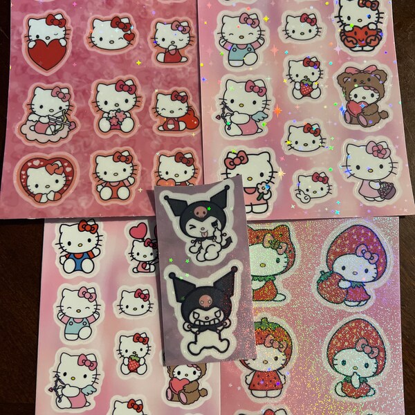 Pink Kitty Kawaii Sticker Sheet, HK Scrapbook Sticker Sheet ...
