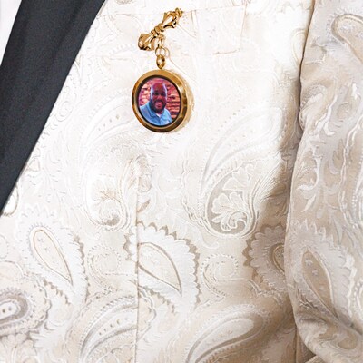 Groom Gift Wedding Lapel Pin Custom Photo Lapel Pin Boutonniere Photo ...