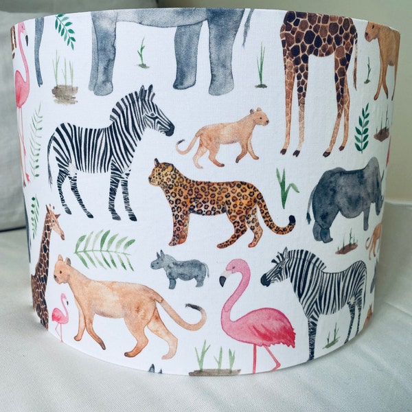Safari Lamp Shade Elephant Giraffe Home Decor Ocean Lampshade Table ...