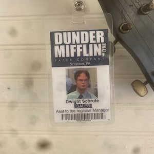 The Office Dwight Schrute Dunder Mifflin ID Badge Cosplay Costume Name ...
