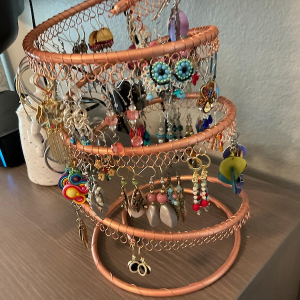 XL Earring Tree, Copper Spiral, Earring Holder, Organizer, Holds Approx ...