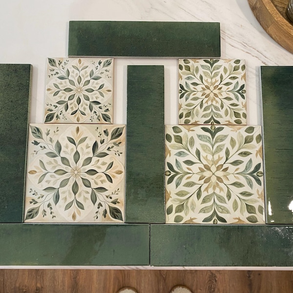 Sage Green Terra Cotta Ceramic Tile - Vintage Moroccan Tile Design - Kitchen Backsplash Tile ...