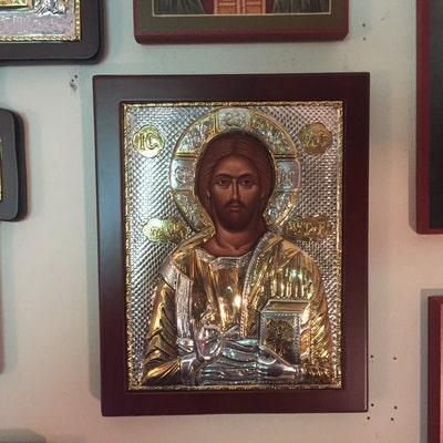 The Annunciation of Tinos Greek Orthodox Silver Icon 23x18cm gold ...