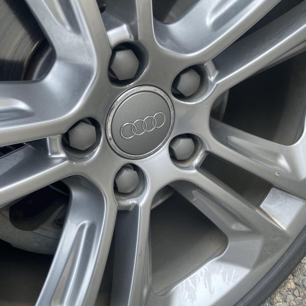 4PC Set Audi 69mm Chrome Black Gray Wheel Rim Center Hub Caps Emblem ...