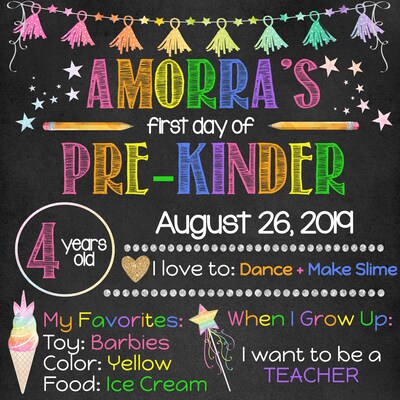 EDITABLE First Day of School Chalkboard Sign Poster No - Etsy