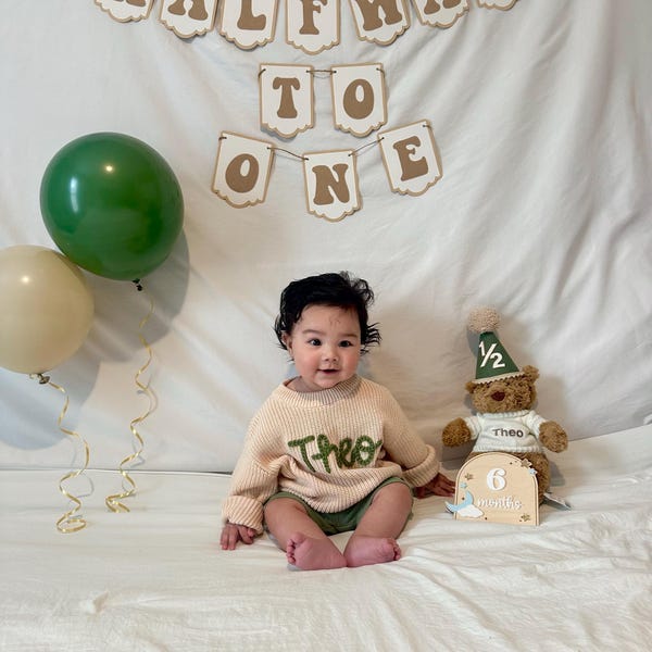 Personalized Hand-embroidered Baby Boy Sweater | Custom Name Newborn ...