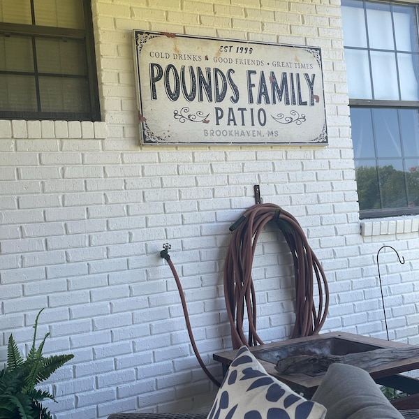 Rustic Patio Name Sign | Personalized Patio Signs | Outdoor Patio Decor ...