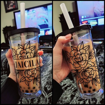 BOBA CUP Personalized Reusable 20oz Fully Custom Vinyl Design or Photo ...