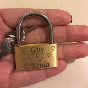 Engraved Padlock Love-lock, Brass With Key and Pouch,personalized ...