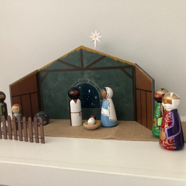 Japanese Nativity Set, Unique Nativity, Peg Doll Nativity, Japan ...