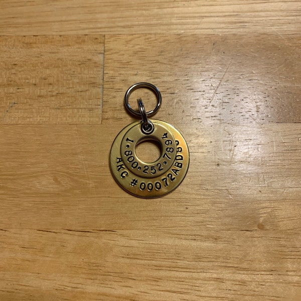 Moon Shadow Rugged Stainless Steel and Brass Dog Tag - Washer Pet ID ...