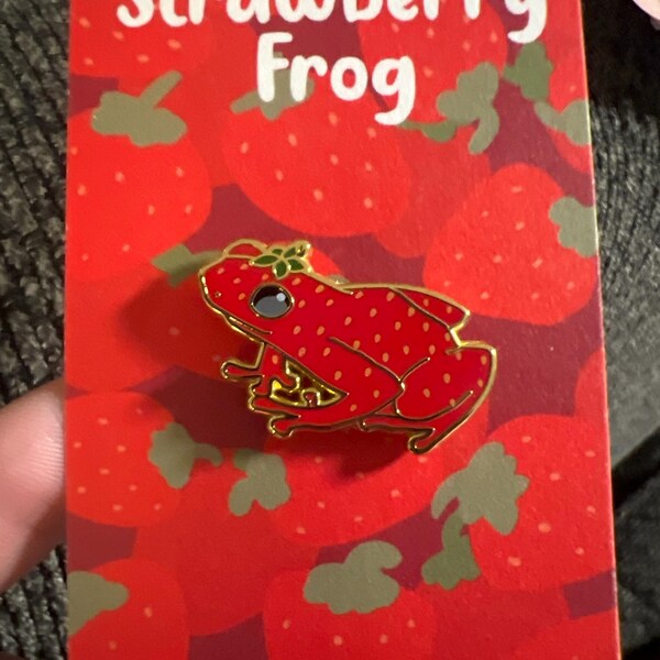 Strawberry Fruit Frog Enamel Pin! Adorable Tiny Frog Pin! - Etsy