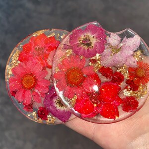Pressed Flower Car Coasters, Set of 2, Floral Car Coasters, Car ...