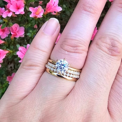 Floating Bubble Wedding Band Women / Single Prong Set Full Eternity ...