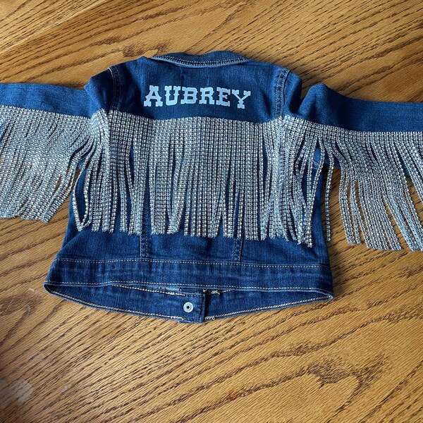 Toddler Rhinestone Fringe Jean Jacket Bling Jacket Stay Wild Child ...