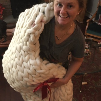 Chunky Knit Blanket, Blanket, Super Chunky Blanket, Giant Knit Blanket ...