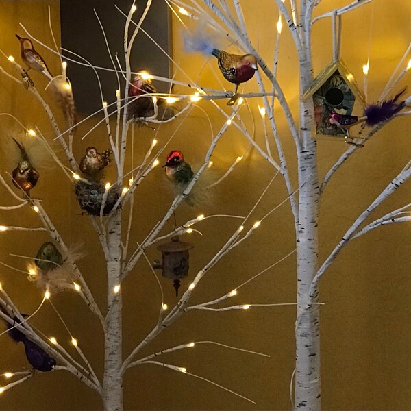 SMALL Decoupage Wood Birdhouse Ornament | 4-inch-tall Hanging Birdhouse ...