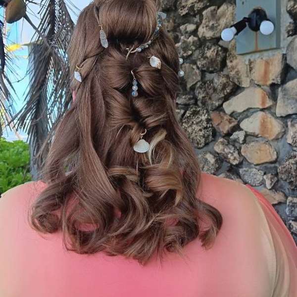 Seashell Hair Charms | Crystal Hair Jewelry | Mermaid Aesthetic Hair ...