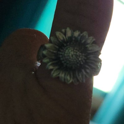 Sunflower Ring Sterling Silver Sunflower Ring With Flower Band Summer ...