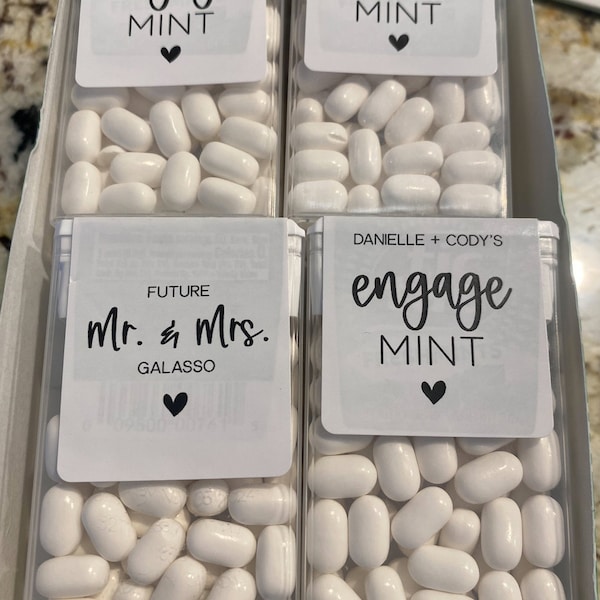 Engagement Mint Wedding Favor Stickers, Engagement Mint Stickers ...