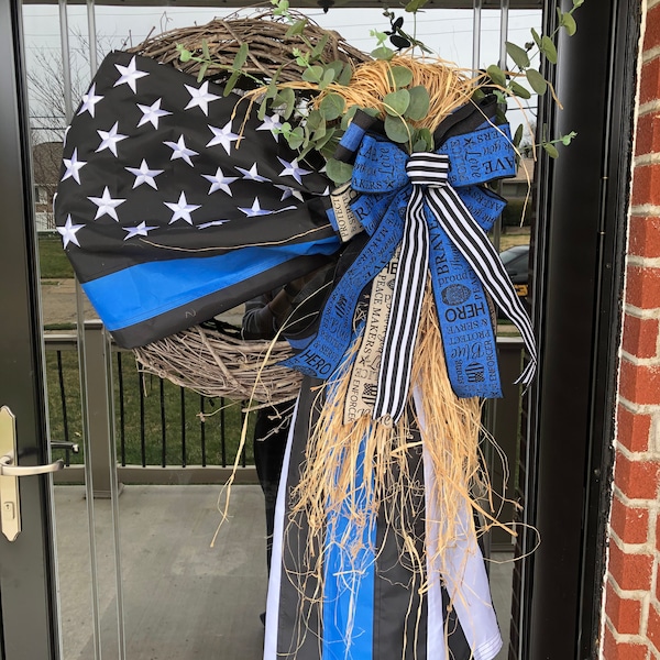 Thin Blue Line Police Bow for Lantern, Police Support Bow, Police Bow ...