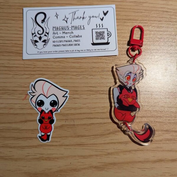 IN-HAND Lucifer and Cursed Cat Alastor Dangle Keychain - Etsy