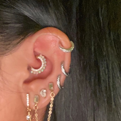 14k Gold Daith Piercing ,septum,blue Opal Clicker Ring..16g..8mm5/16 ...