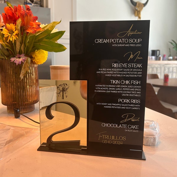 Table Numbers and Menu Signs Double Arch Table and Menu Sign Wedding ...