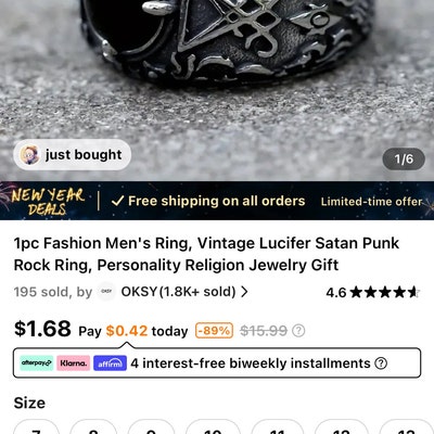 Stainless Steel Pentagram Ring Baphomet Pentacle Solomon Seal ...