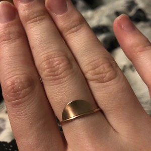 Half Circle Ring, Modern Round Stacking Ring, Delicate Gold Shield Ring, 14k Gold Fill Stackable ...