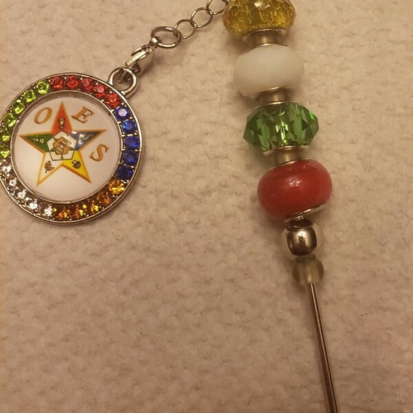 1 Round OES - Order of the Eastern Star Charm - Pendant - Silver Tone ...