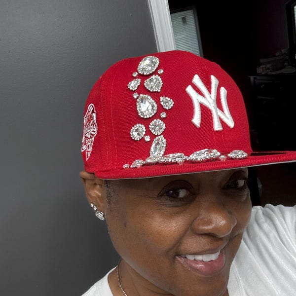 Bedazzled Rhinestone NY Fitted Cap - Etsy