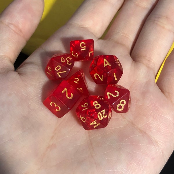 Clear Pink With Gold 10MM Mini Polyhedral 7-die Roleplaying Dice ...