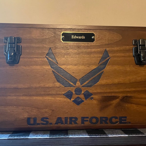Air Force Keepsake Footlocker – Handcrafted Wood Military Memory Box ...