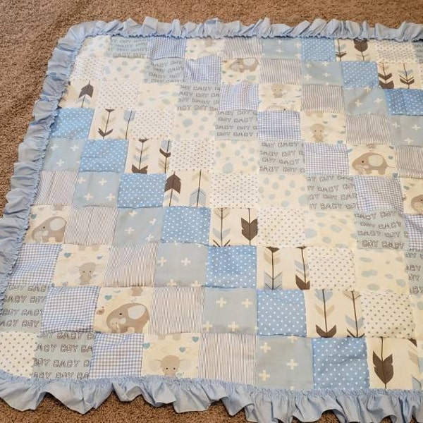 Baby Boy Cotton Fat Quarters - Light Blue White Gray Infant Newborn ...