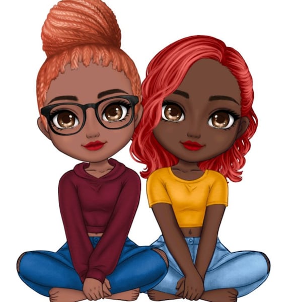 Girl Clipart, Cute Girl, Best Friend Clipart, Sister Clipart, Bestie ...