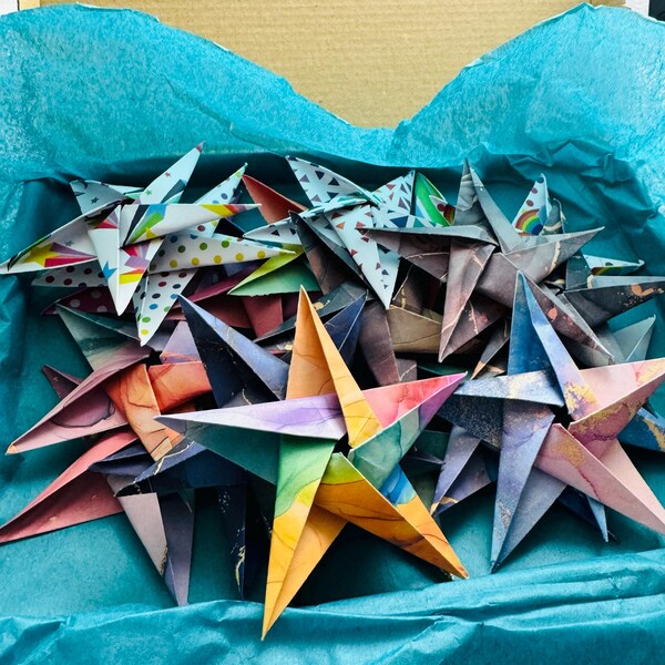 Christmas Origami Stars ~ Set of 12 Handmade Paper Stars ~ Christmas ...
